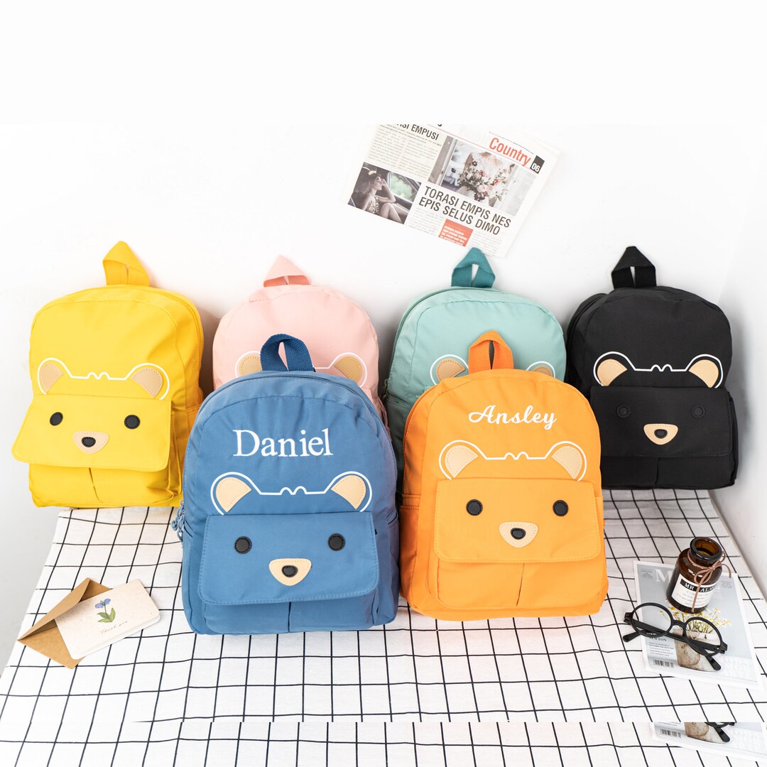 Personalized Kids Backpack With Name, Embroidered Bear Backpack ...