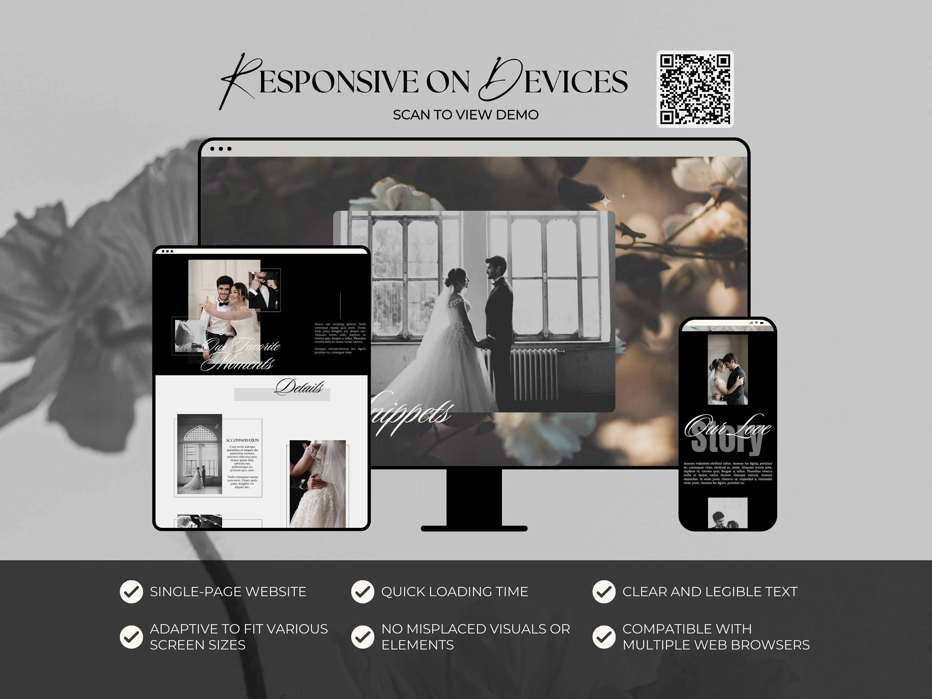 Modern Wedding Invitation and RSVP Canva Website, Mobile Save the Date ...