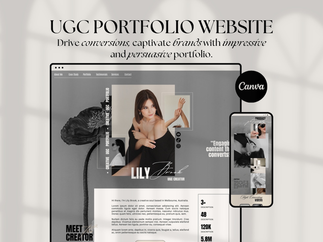 UGC Portfolio Template Canva Website, UGC Website, Canva Landing Page ...