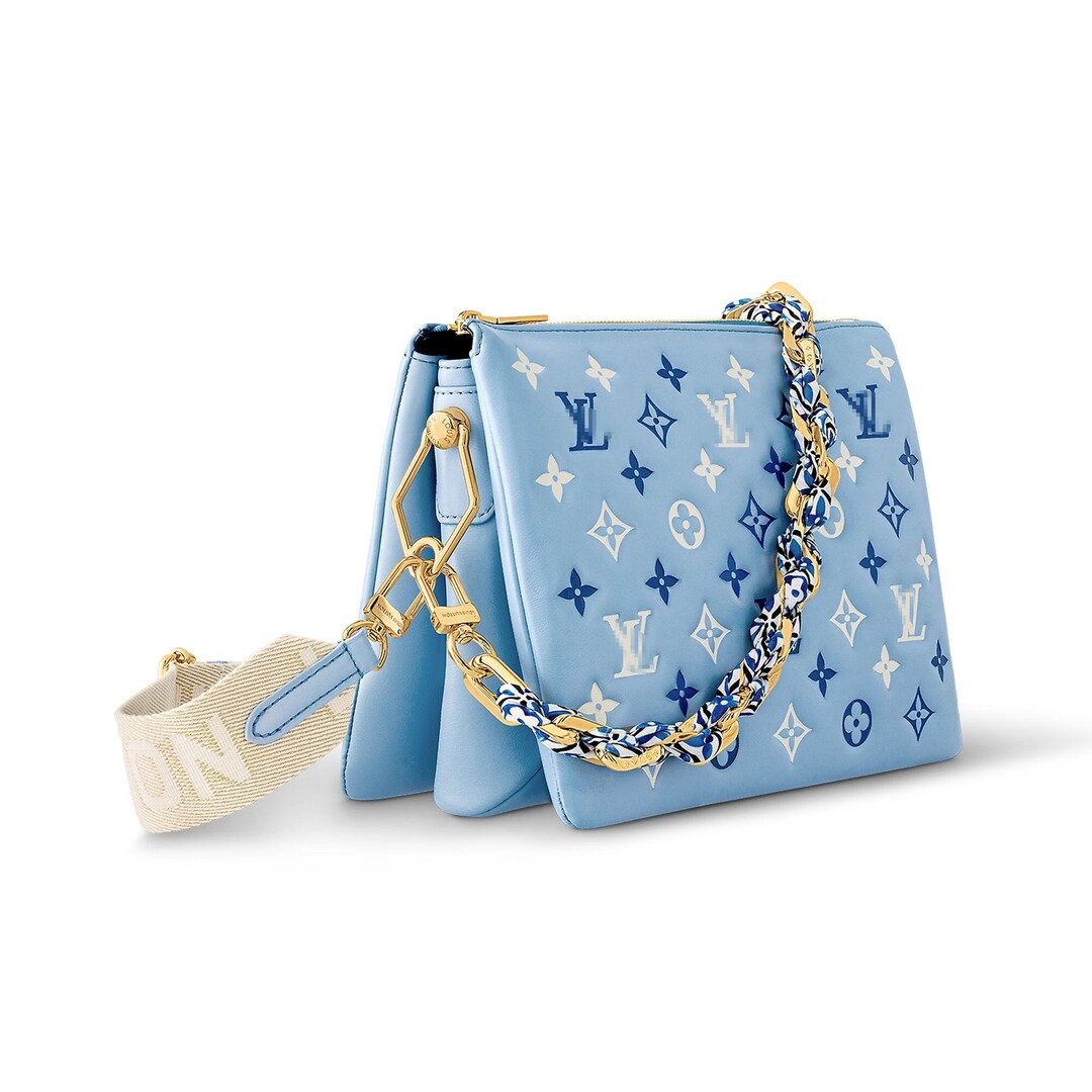 Coussin Pm Tricolor Light Blue Leather Handbags Lo.u.is - Etsy