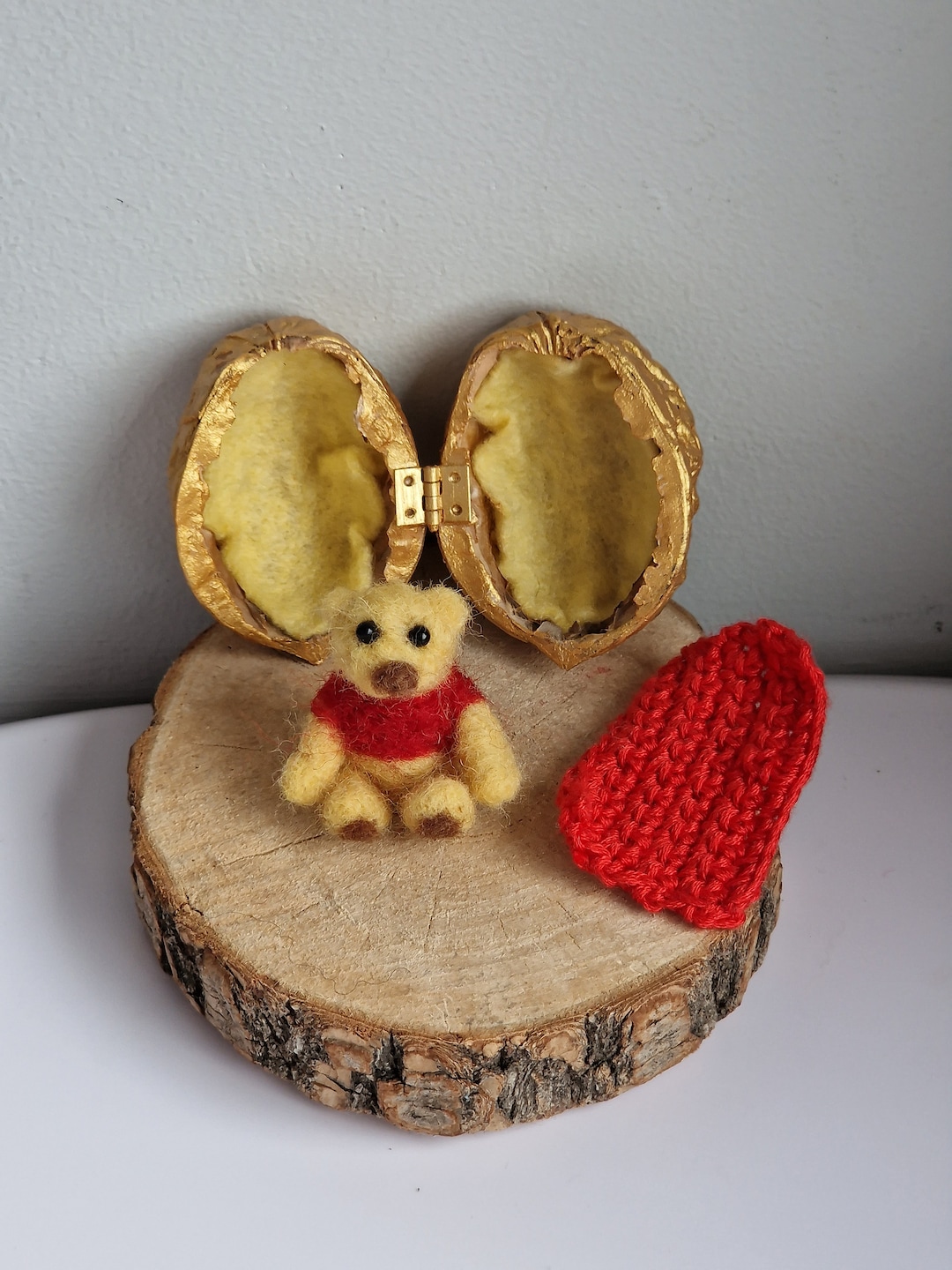 A Miniature of Winnie the Pooh Enclosed in a Nut/ Gift Idea /doll House ...