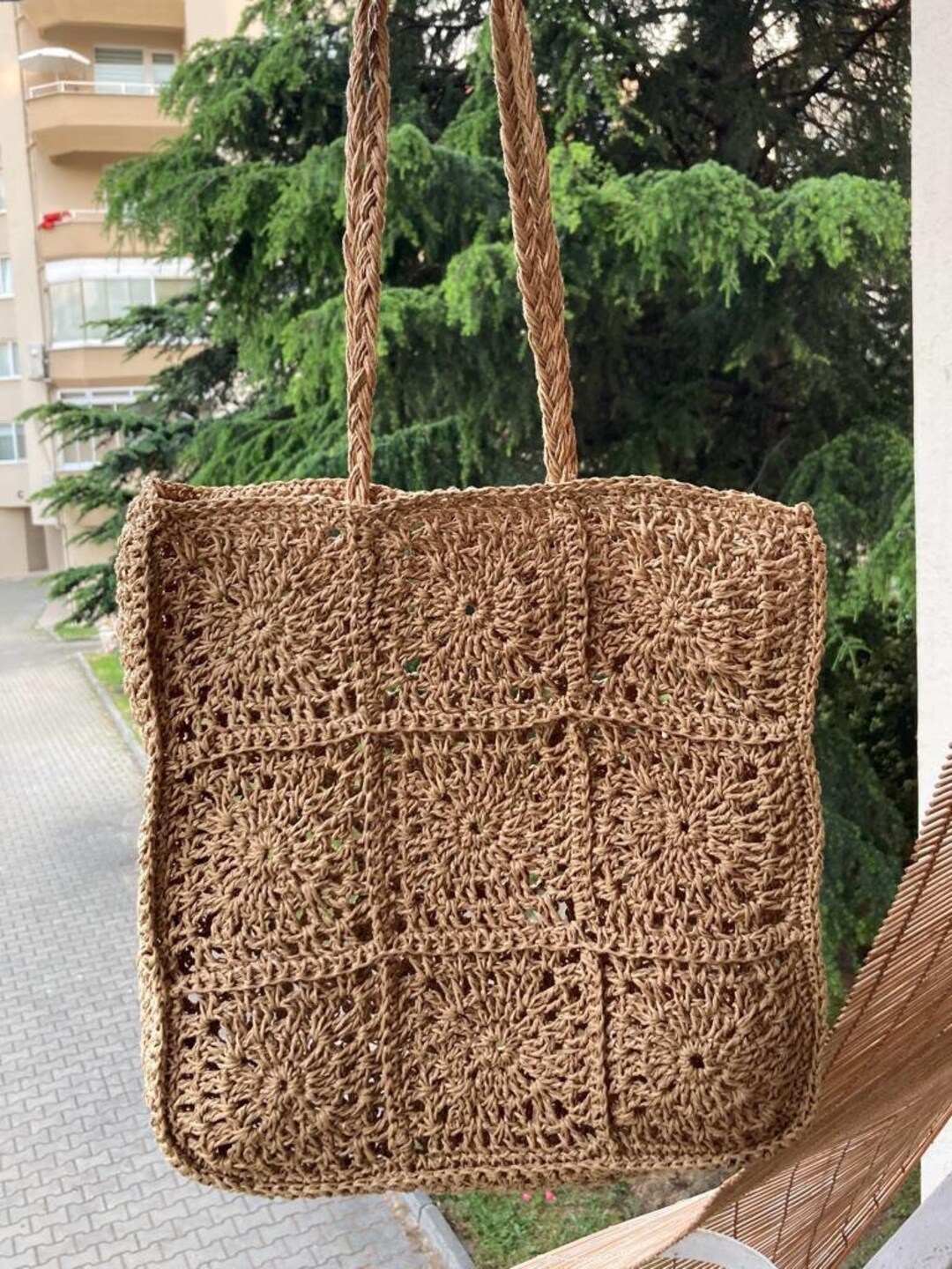Hand Knitted Paper Yarn Bag - Etsy