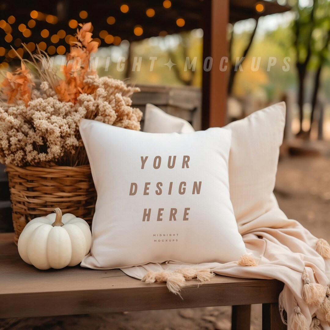 Styled Decorative Accent Throw Pillow Overlay Mockup Blank Mock up Fall ...