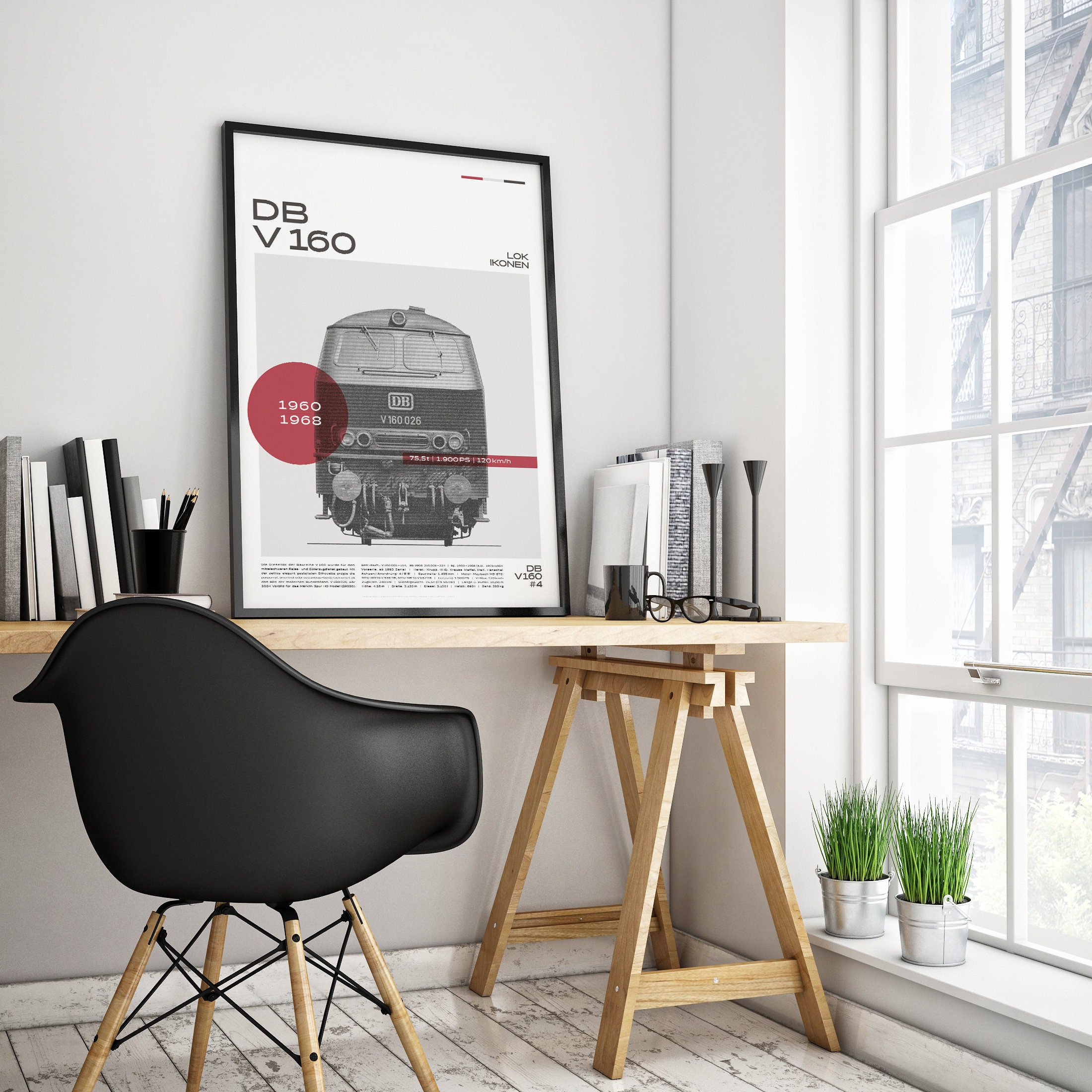 DB Eisenbahn Poster, Lokomotive V 160 Info-Plakat, weiß ...