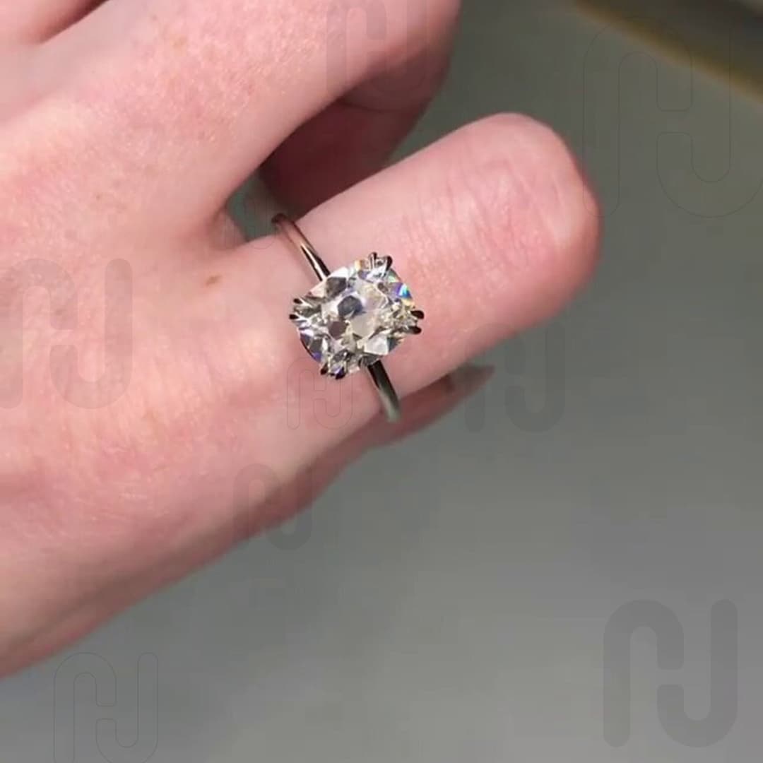 Cushion Cut Solitaire Engagement Ring IGI Certified Lab Grown Diamond ...