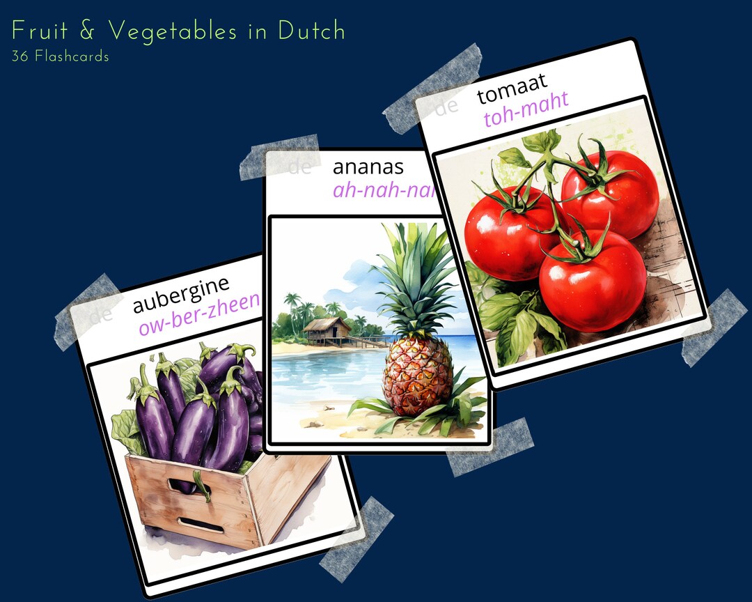 Fruit and Vegetable Flashcards in Dutch: Perfect for Language Learning ...