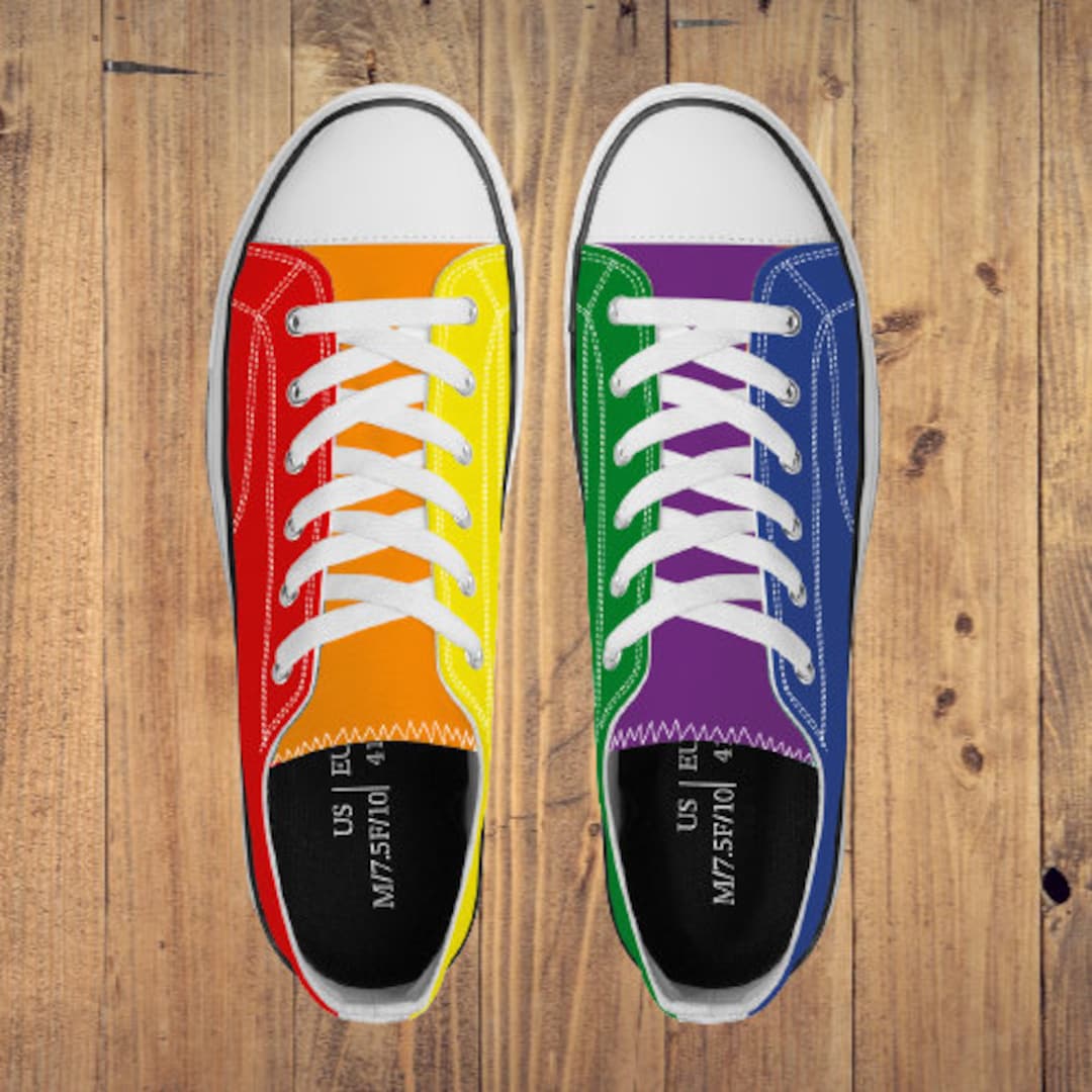 Rainbow Mix Pride Sneakers | LGBTQ | Converse Vans Style Low Tops ...