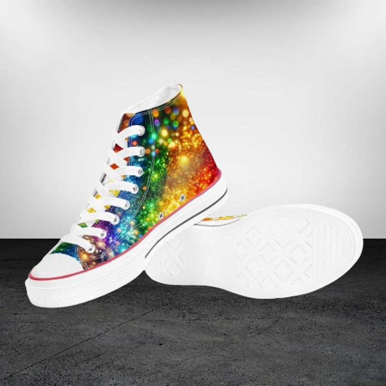 Neon Glitter Pride High Tops Unique Hi Tops Converse Style LGBTQ Best ...