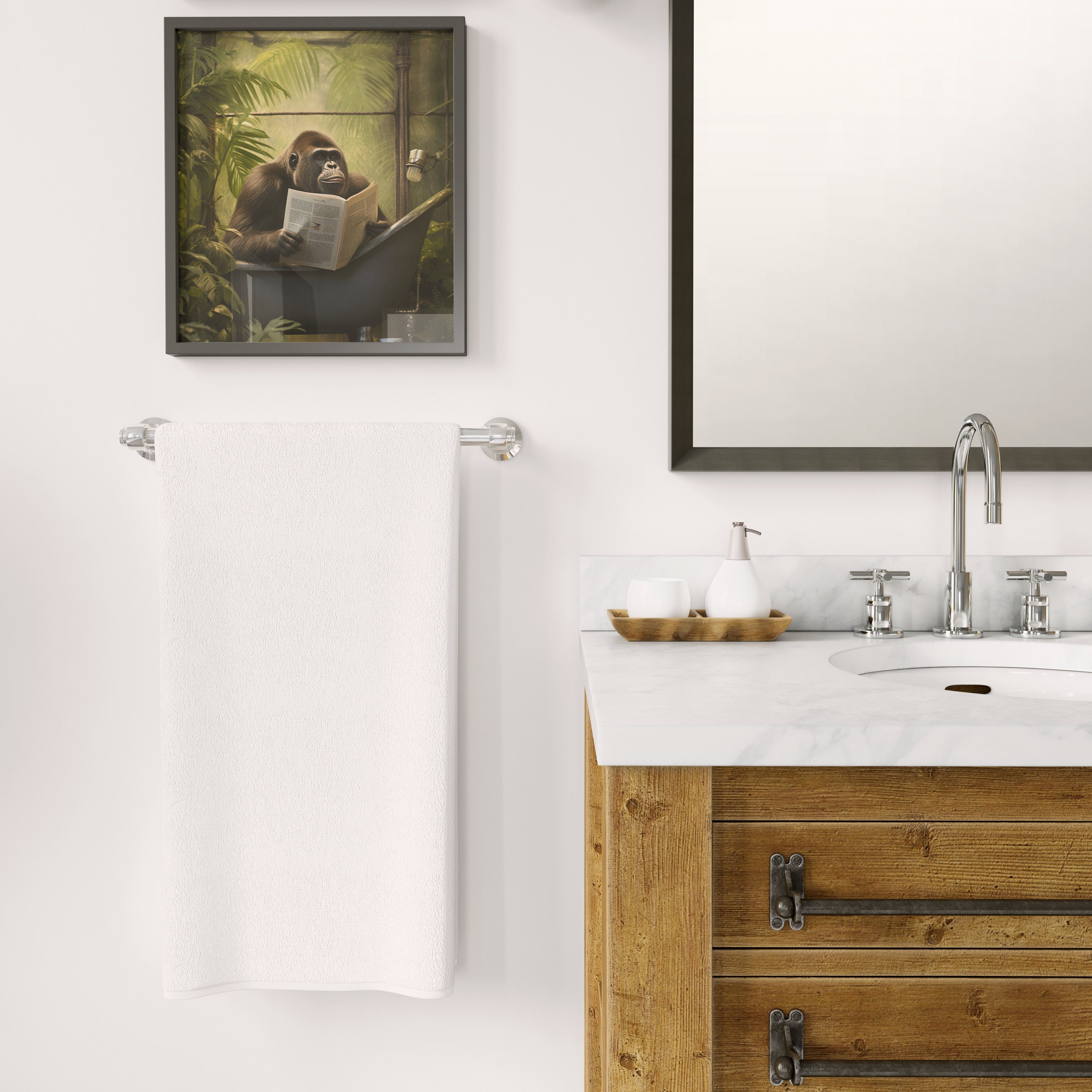Gorilla in the Bath Art Print Bathroom Print Instant - Etsy