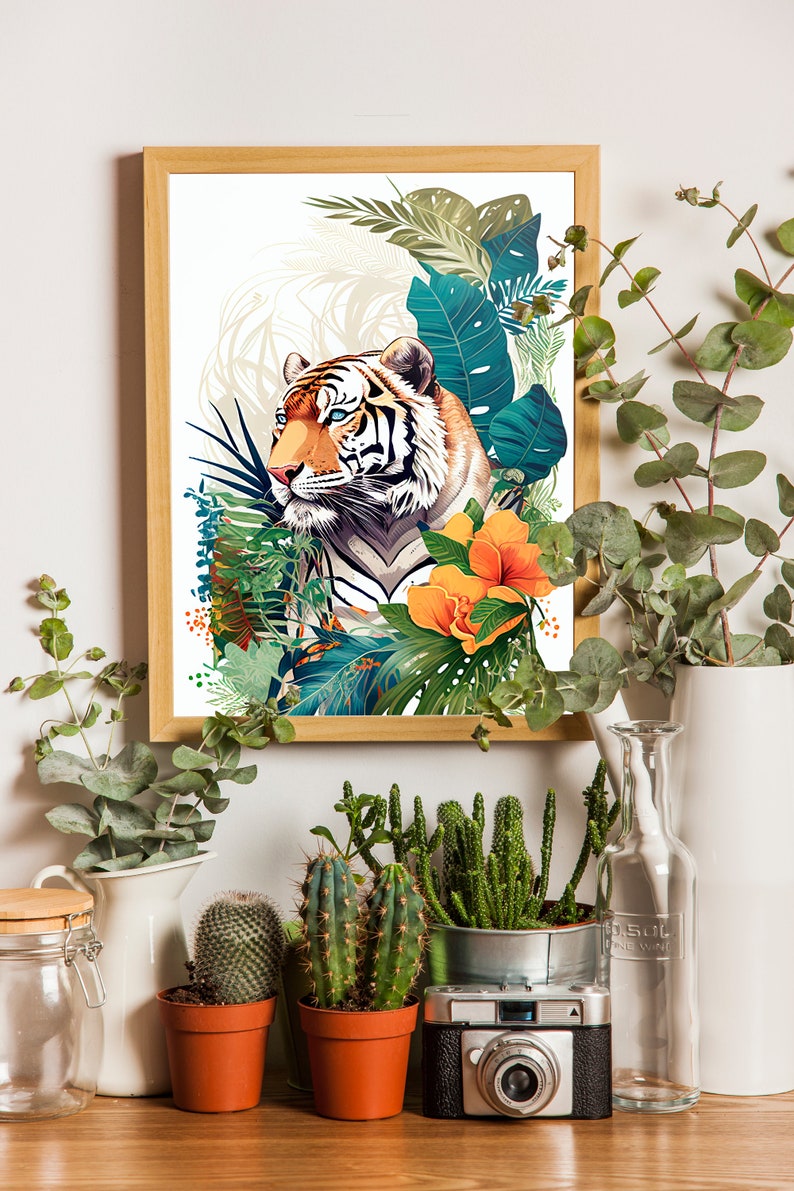 Illustration Tiger Art Print Instant Download Wall Art - Etsy