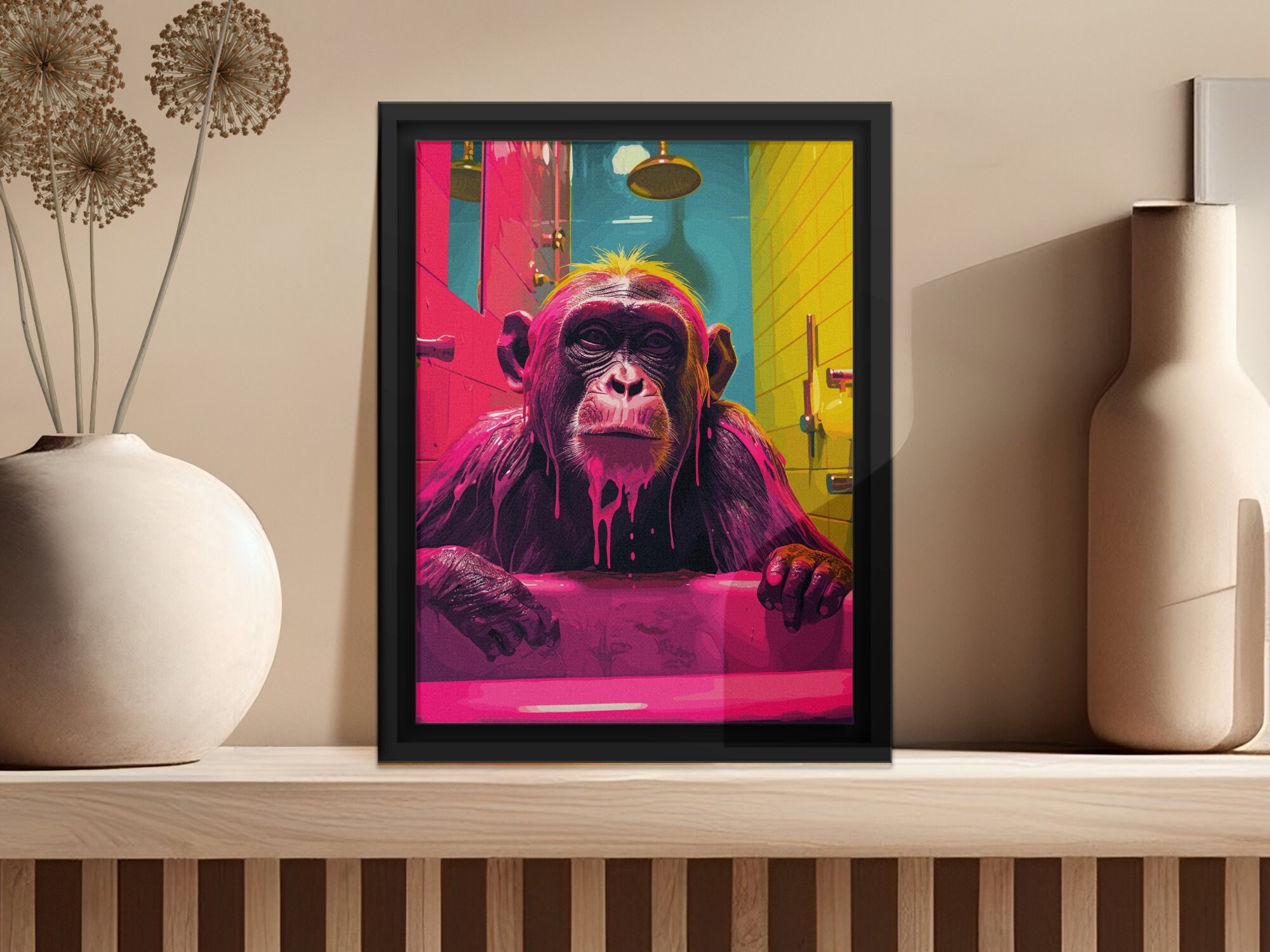Monkey Pop Art, Bathroom Print, Instant Download, Wall Art, Printable ...