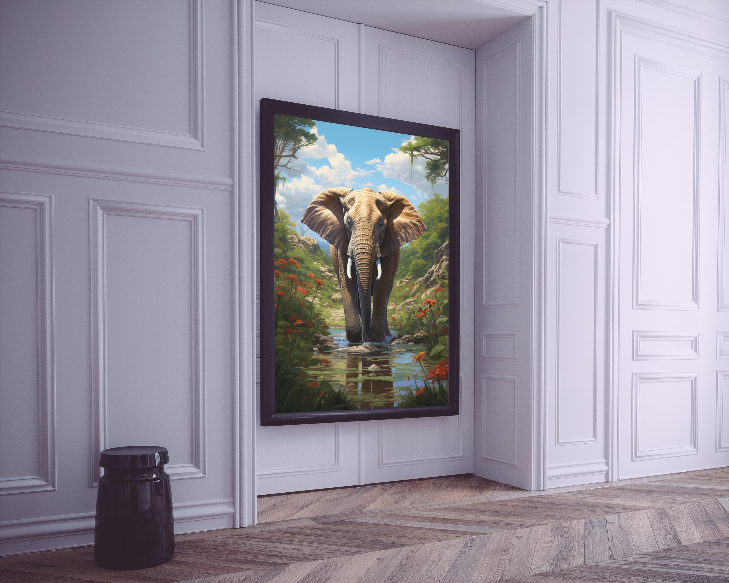Hand-drawn Inspired Elephant Poster, Wildlife Gift, Animal Décor ...