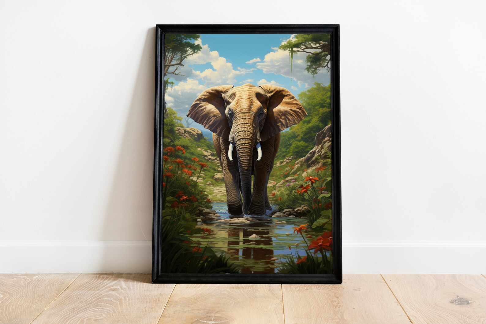 Hand-drawn Inspired Elephant Poster, Wildlife Gift, Animal Décor ...