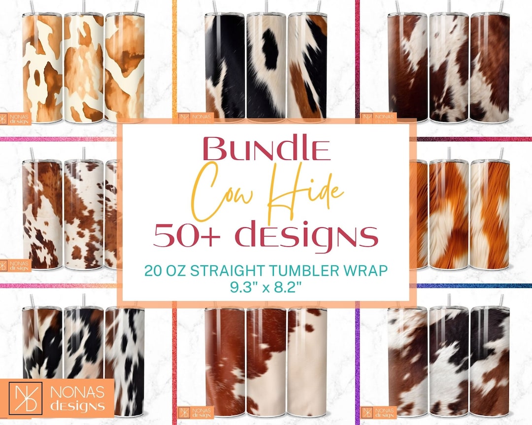 50+ Cow Hide Tumbler Wrap Bundle, 20oz Skinny Tumbler, Sublimation ...