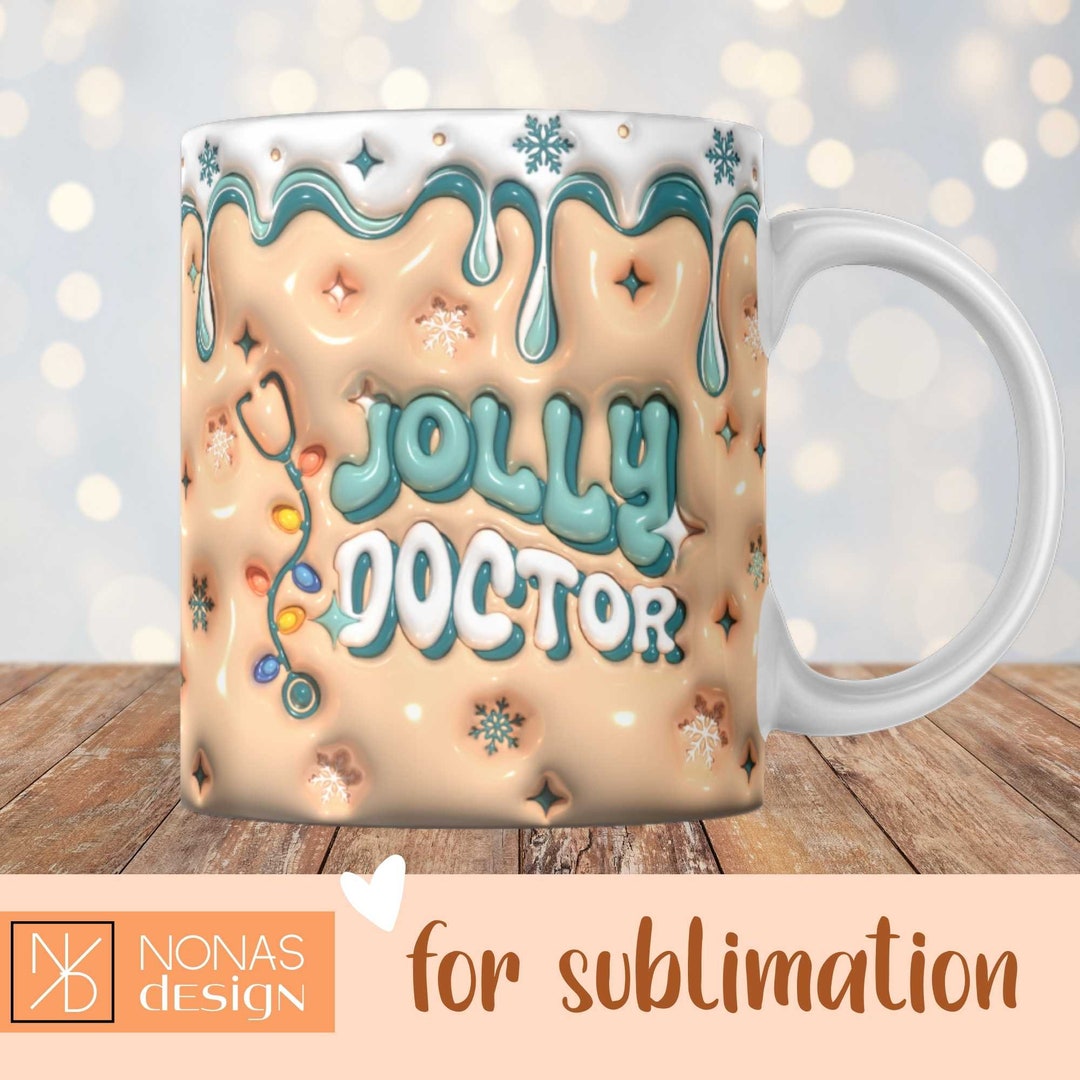 3D Jolly Doctor Mug Wrap 11oz 15oz Sublimation Design Download Inflated ...