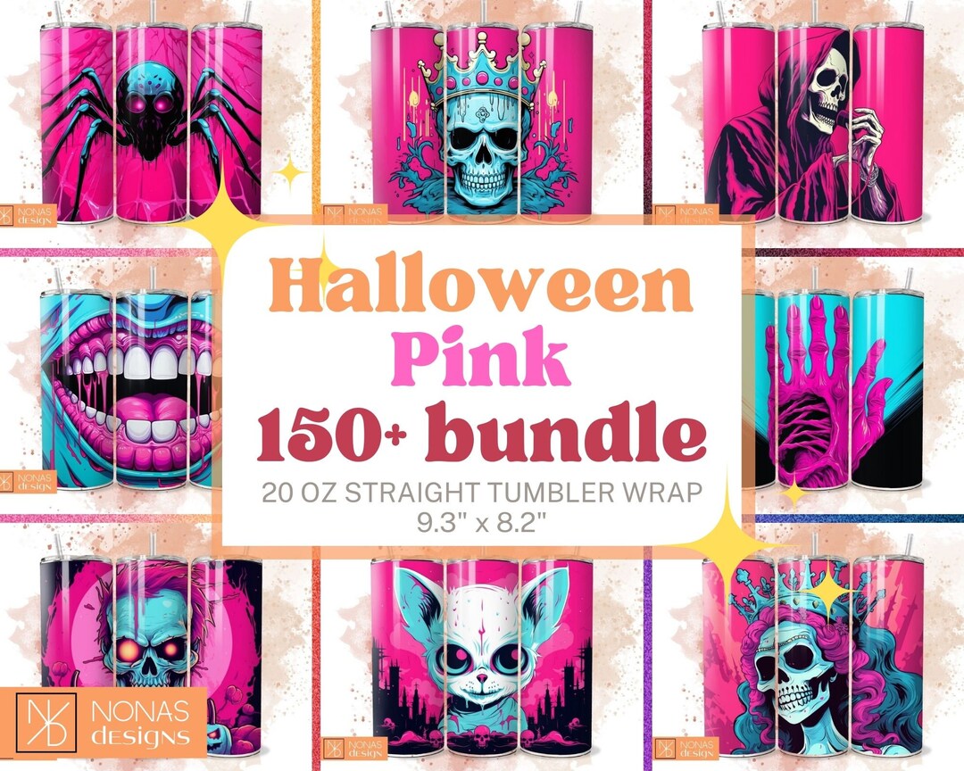 150+ Halloween Pink Tumbler Wrap Bundle 20 Oz Skinny, Sublimation ...