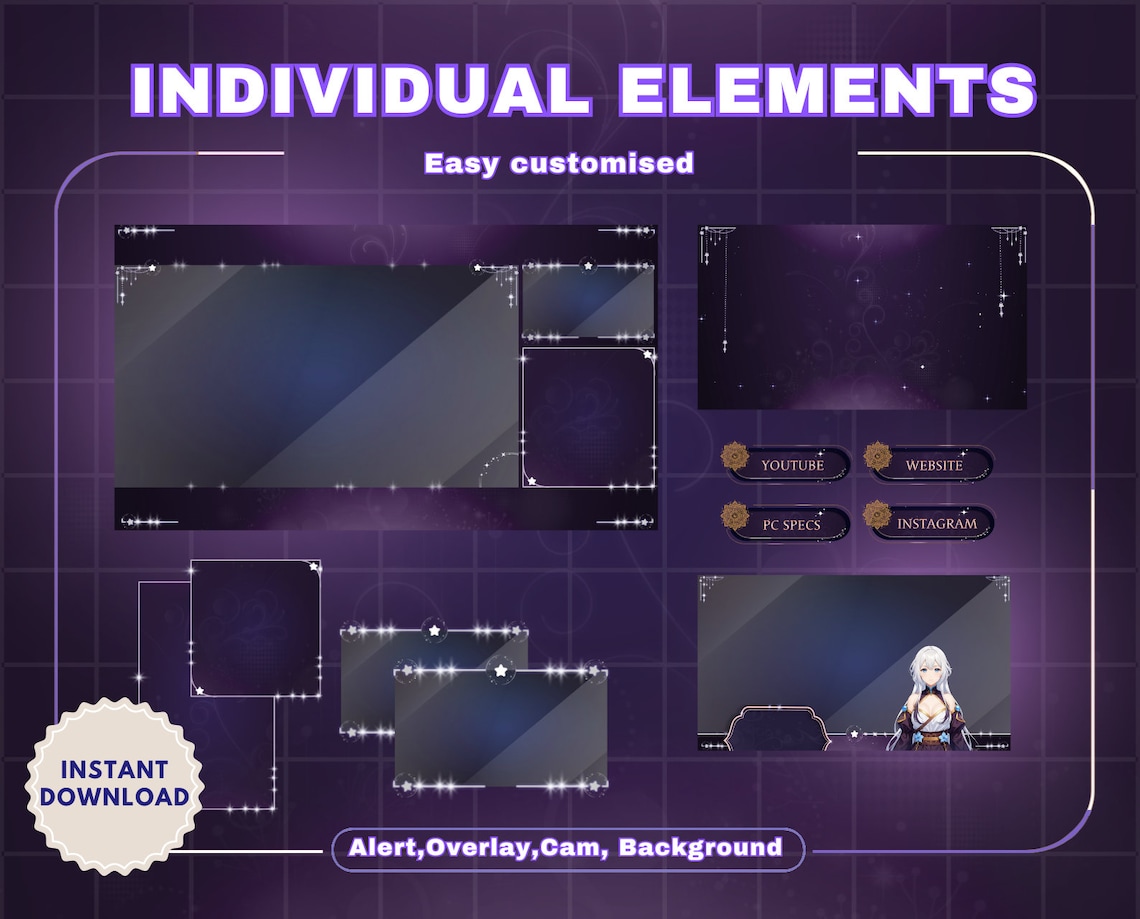 Purple Glow Shimmer Starlight Animated Stream Pack Minimal, Starry ...