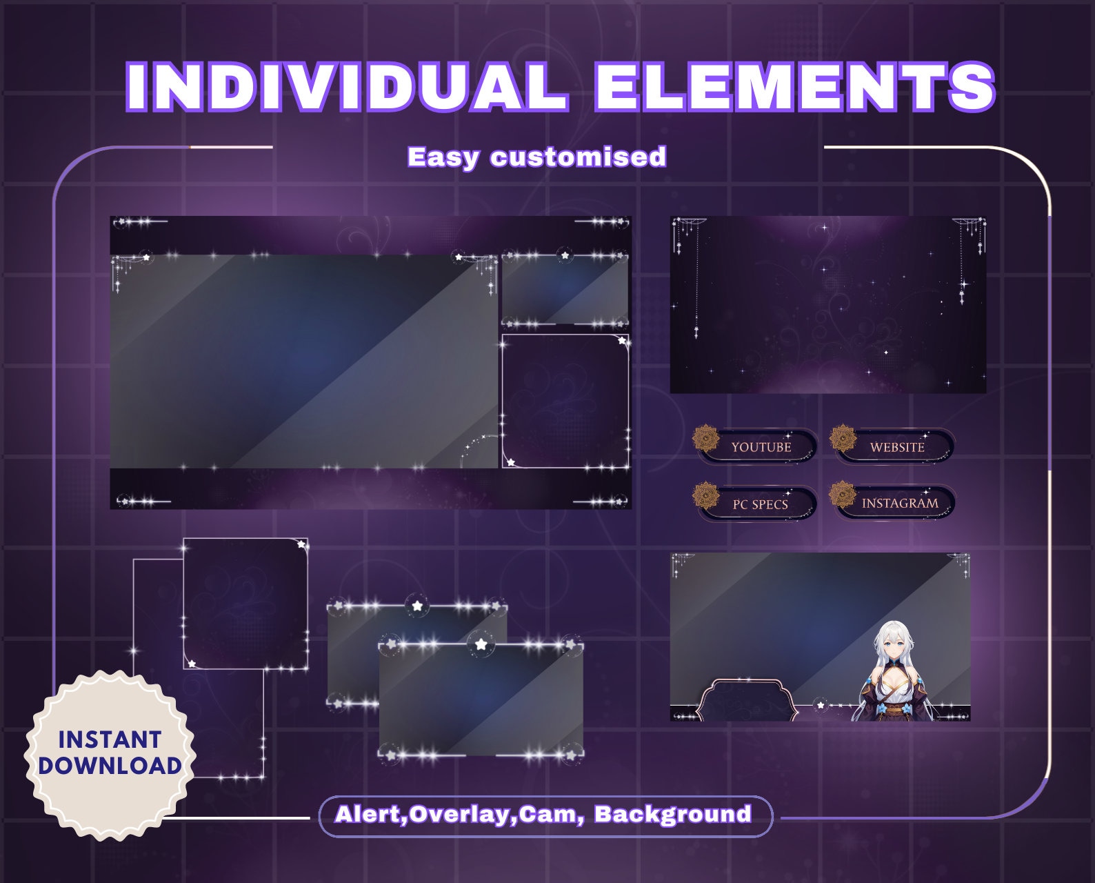 Purple Glow Shimmer Starlight Animated Stream Pack Minimal, Starry ...