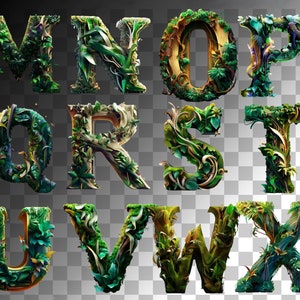 Greenery Alphabet Lettering and Numbers Clipart, Watercolor Floral Clip ...