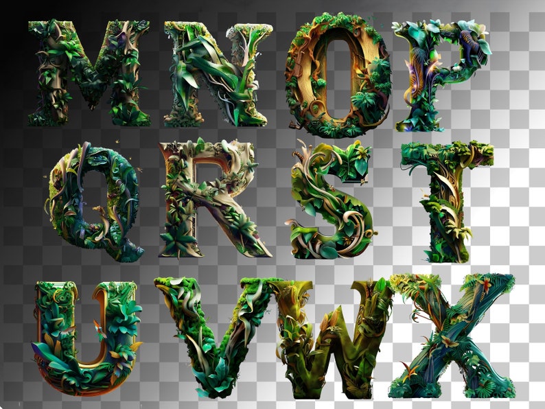 Greenery Alphabet Lettering and Numbers Clipart, Watercolor Floral Clip ...