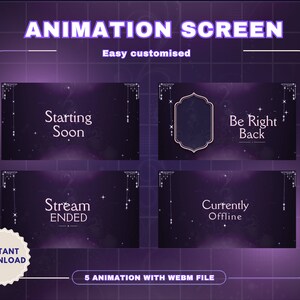 Purple Glow Shimmer Starlight Animated Stream Pack Minimal, Starry ...