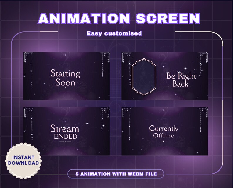 Purple Glow Shimmer Starlight Animated Stream Pack Minimal, Starry ...