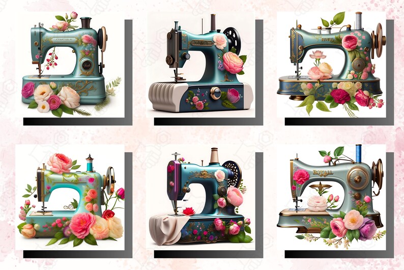Wedding Retro Sewing Machine Clipart Sewing Clipart Retro - Etsy