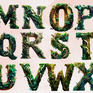 Greenery Alphabet Lettering and Numbers Clipart, Watercolor Floral Clip ...