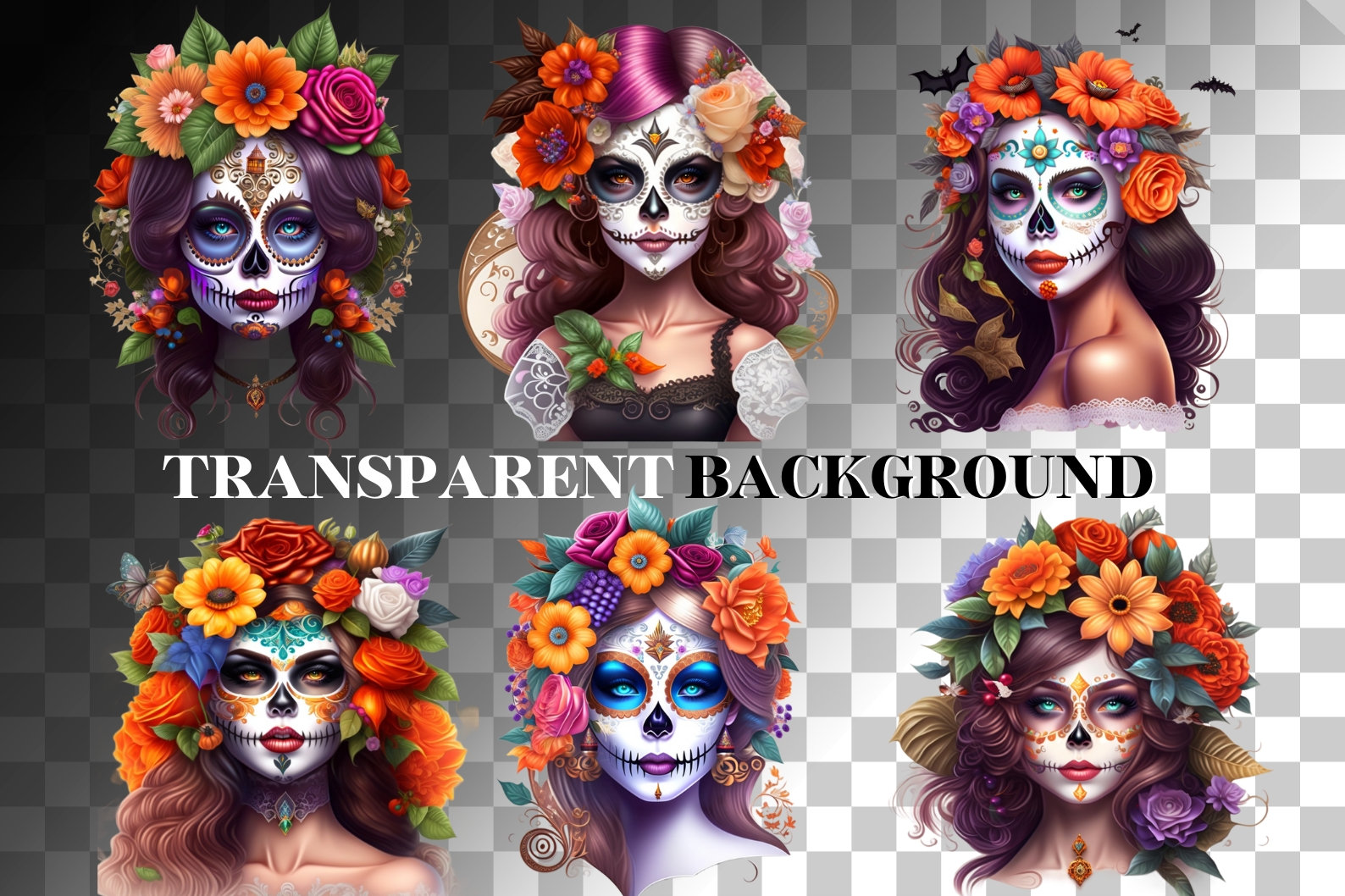 47 Sugar Skull Girl Clipart Floral Sugar Skull Women Etsy