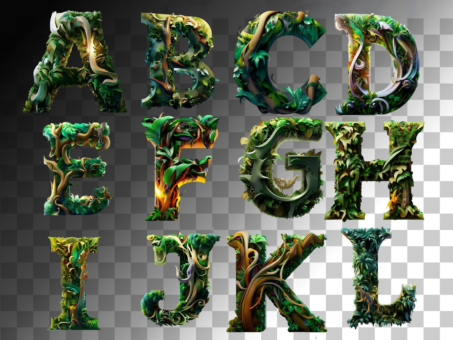 Greenery Alphabet Lettering and Numbers Clipart, Watercolor Floral Clip ...