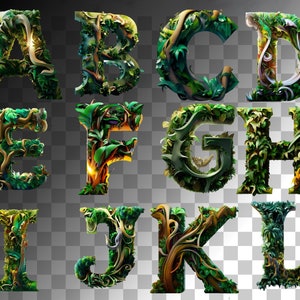 Greenery Alphabet Lettering and Numbers Clipart, Watercolor Floral Clip ...