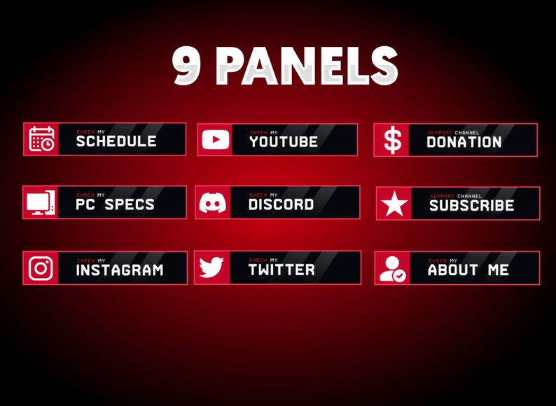 Animated Twitch Overlay Tech, Digital Red Stream Package, Panels, Scene ...