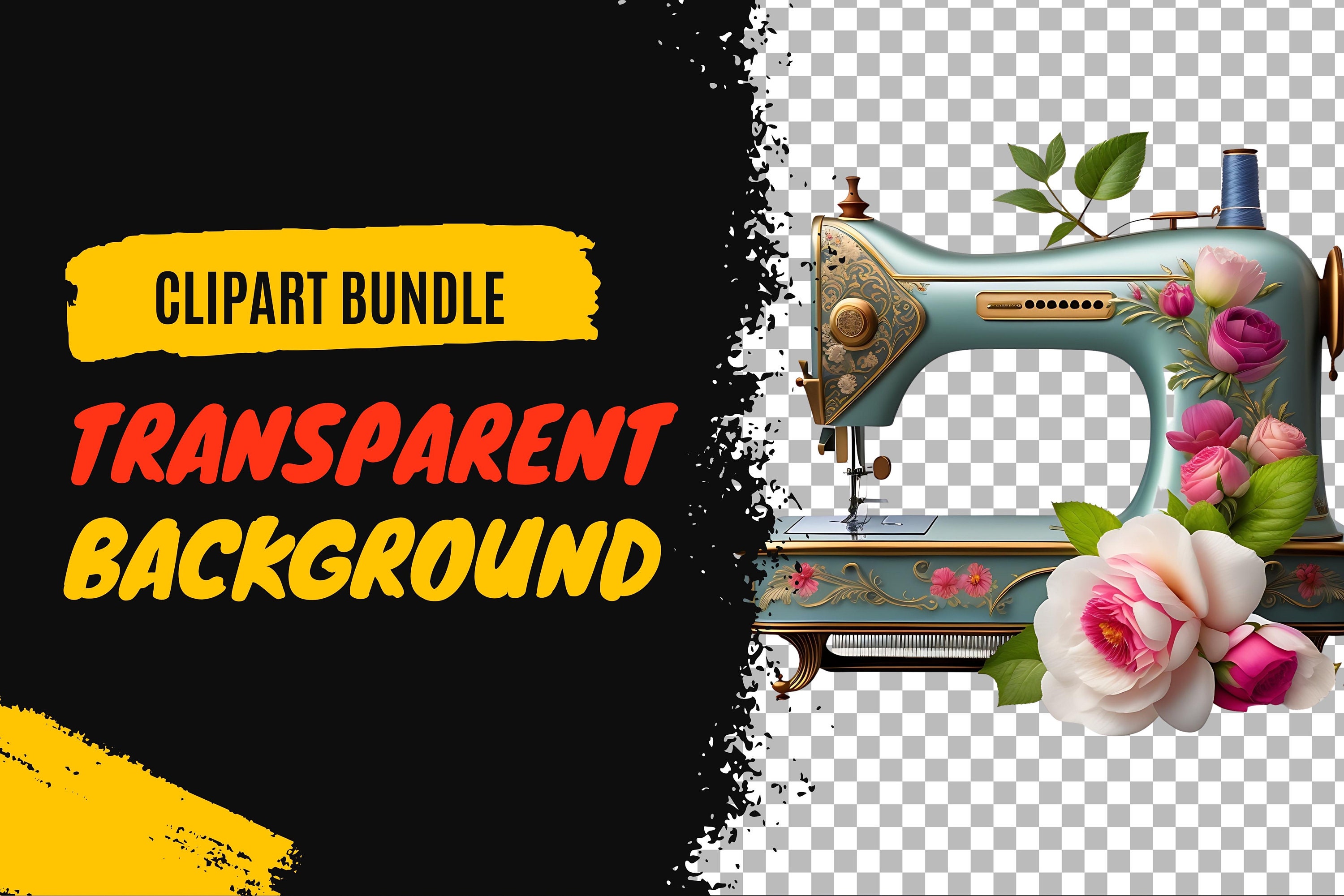 Wedding Retro Sewing Machine Clipart Sewing Clipart Retro - Etsy