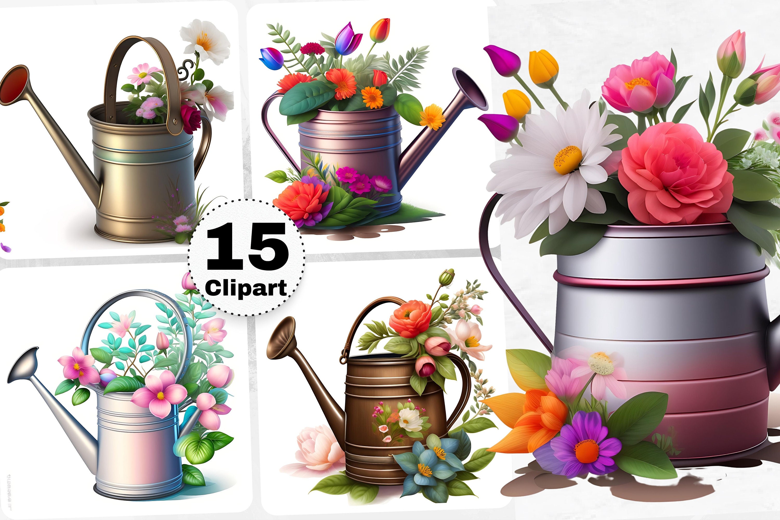 Watering Can Clipart Watercolor Watering Can With Flowers - Etsy