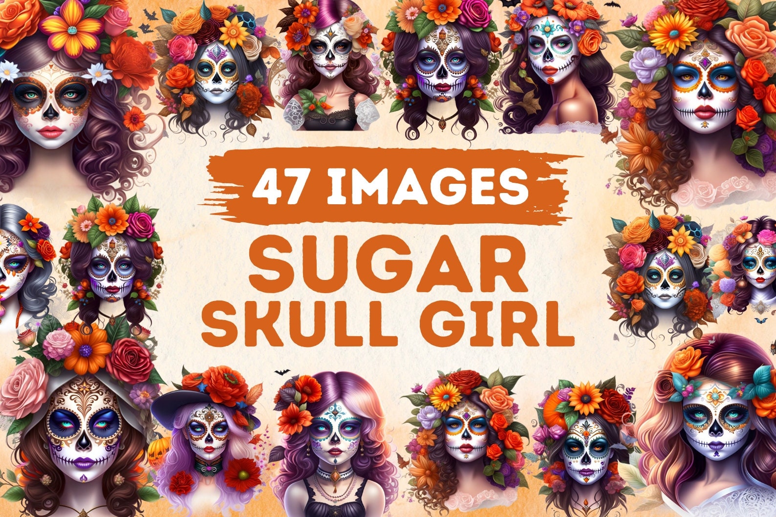 47 Sugar Skull Girl Clipart Floral Sugar Skull Women - Etsy