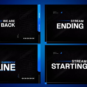 Twitch Overlay Package Blue Edge Animated Stream Overlay Pack Animated ...