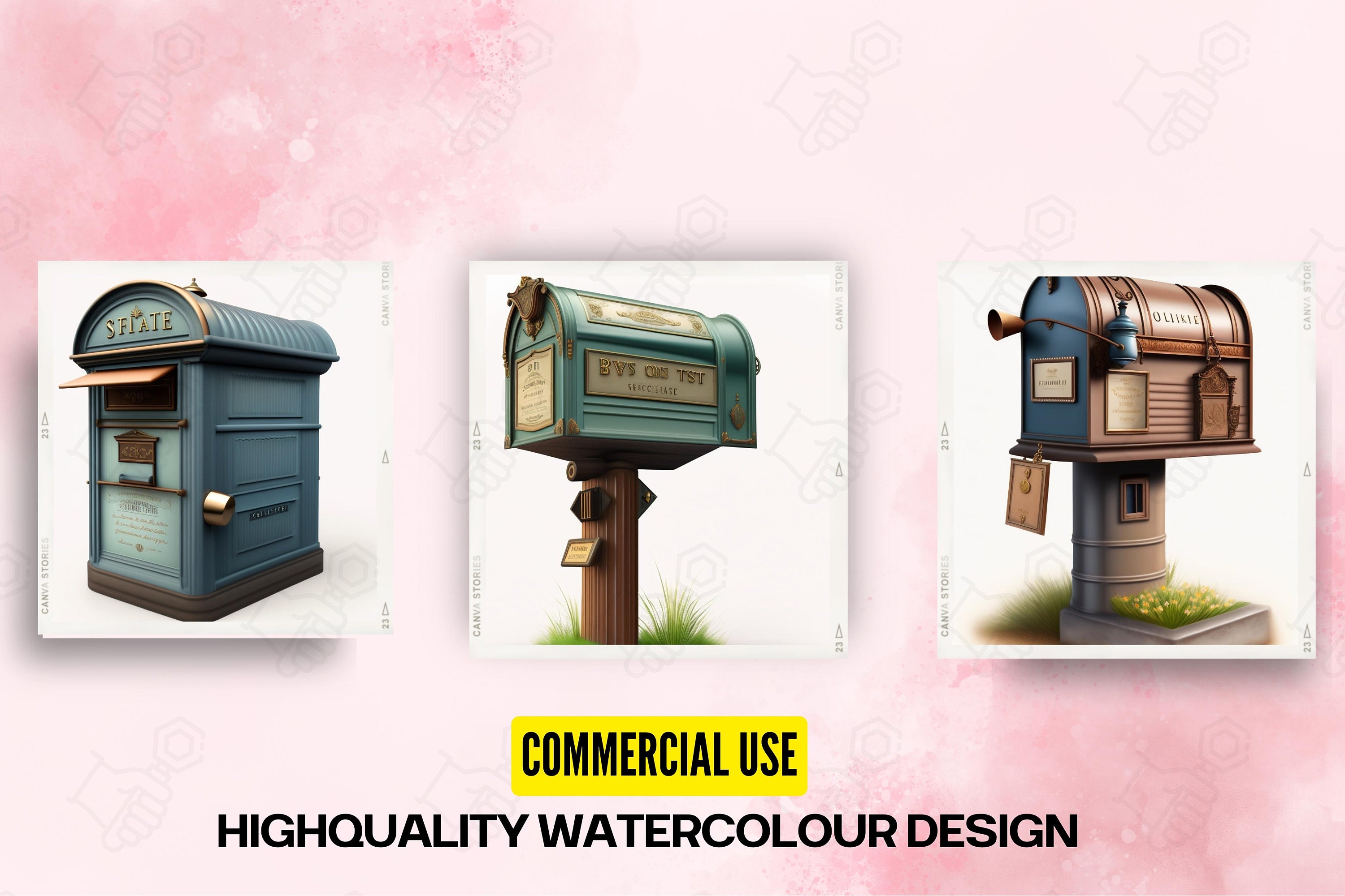Watercolor Antique Mailbox Clipart, Mailbox Png, Post Office Clipart ...