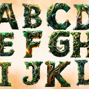 Greenery Alphabet Lettering and Numbers Clipart, Watercolor Floral Clip ...