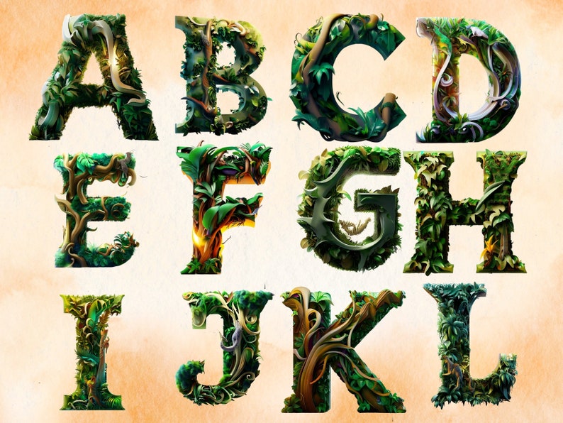 Greenery Alphabet Lettering and Numbers Clipart, Watercolor Floral Clip ...