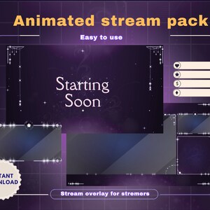 Purple Glow Shimmer Starlight Animated Stream Pack Minimal, Starry ...
