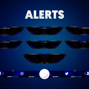 Twitch Overlay Package Blue Edge Animated Stream Overlay Pack Animated ...