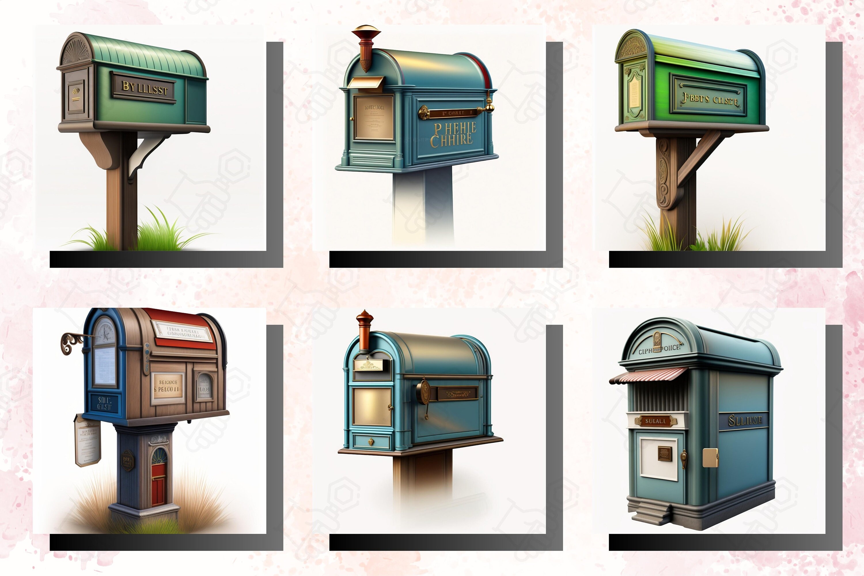 Watercolor Antique Mailbox Clipart, Mailbox Png, Post Office Clipart ...
