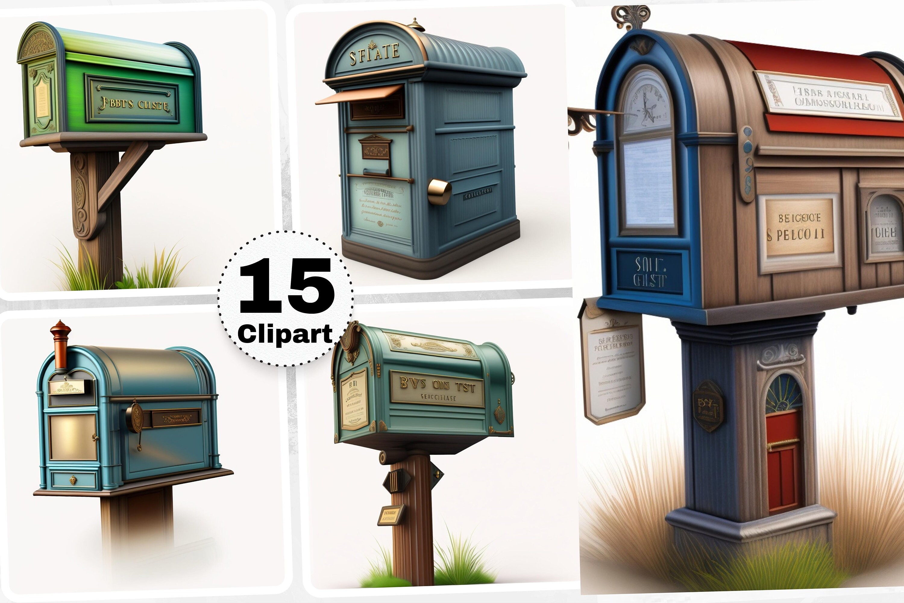 Watercolor Antique Mailbox Clipart, Mailbox Png, Post Office Clipart ...