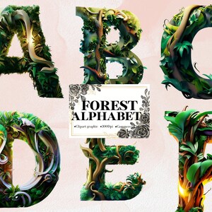 Greenery Alphabet Lettering and Numbers Clipart, Watercolor Floral Clip ...