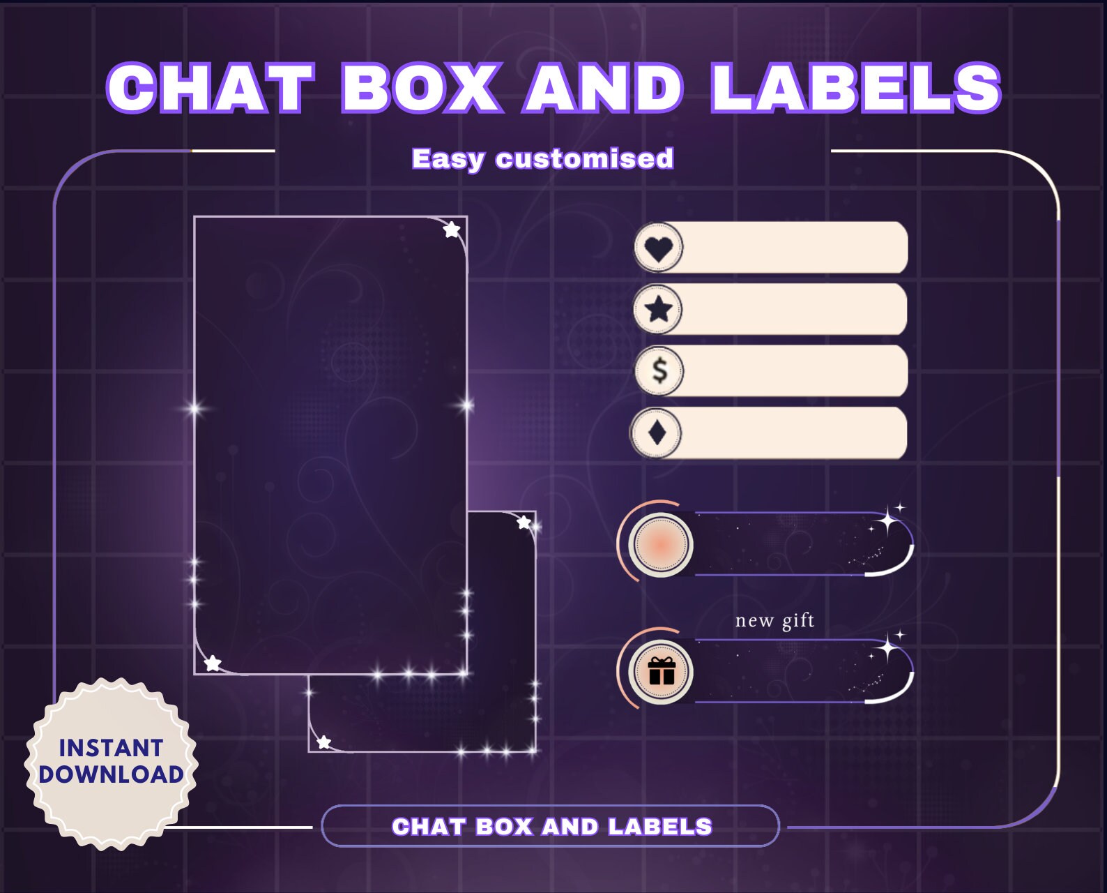 Purple Glow Shimmer Starlight Animated Stream Pack Minimal, Starry ...