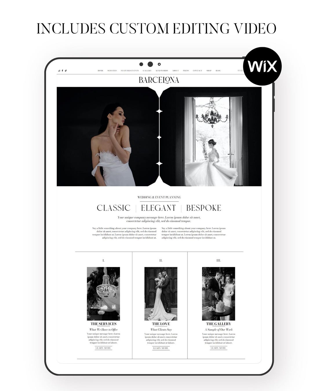 Wix Website Template Wedding Planner | Custom Editing Video Included ...