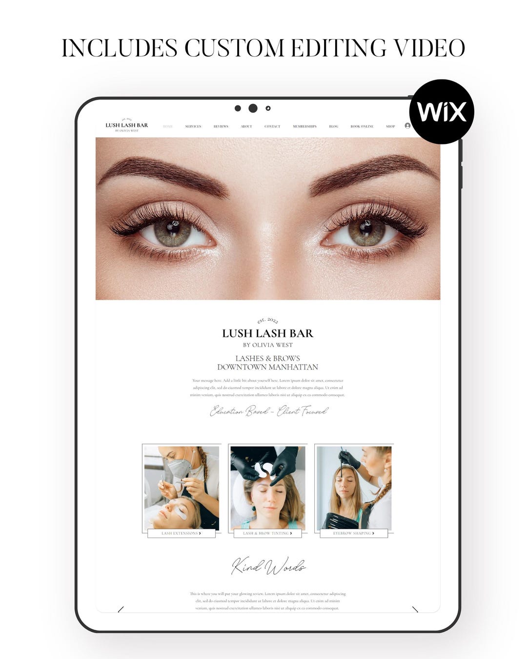 Wix Lash Bar Website Template | Brow Services Design | Eyelash ...