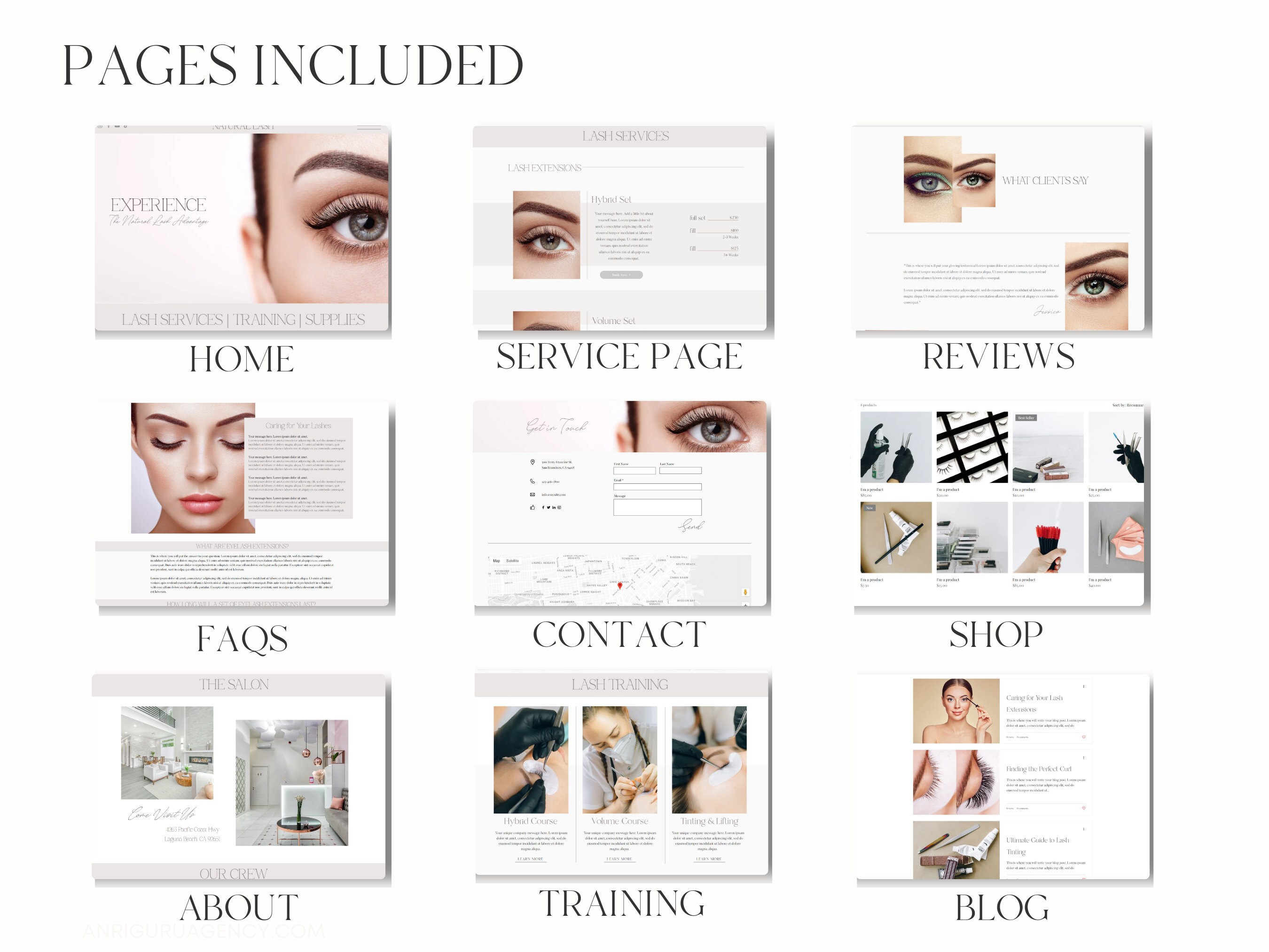 Wix Lash Business Website Template | Editable Lash Studio Design | Lash ...