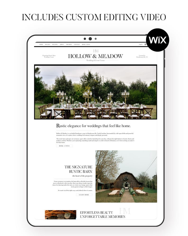 Rustic Barn Wedding Venue Website Template: Wix Design (digital ...