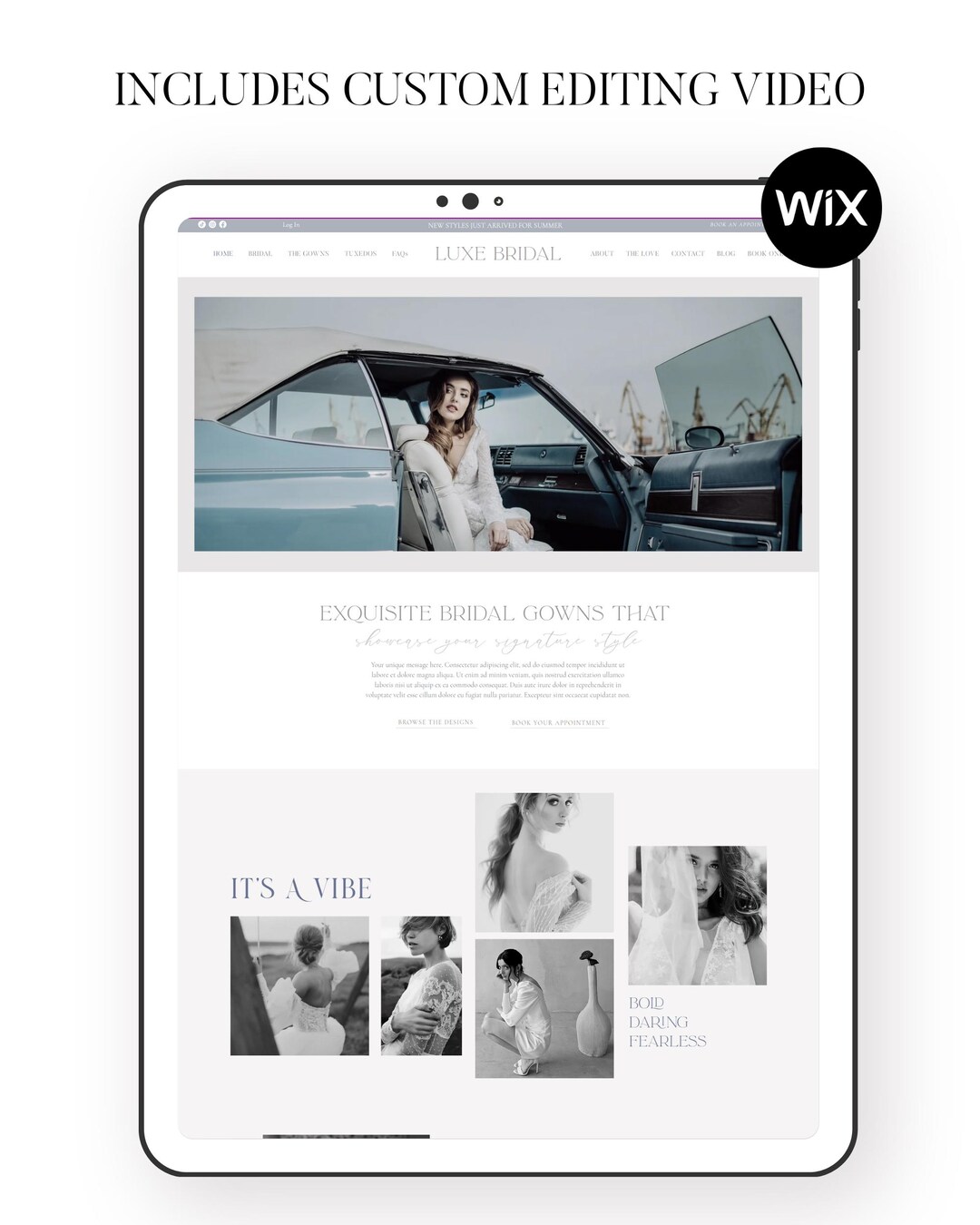 Bridal Shop Wix Template | Luxe Wedding Dress Boutique Design ...